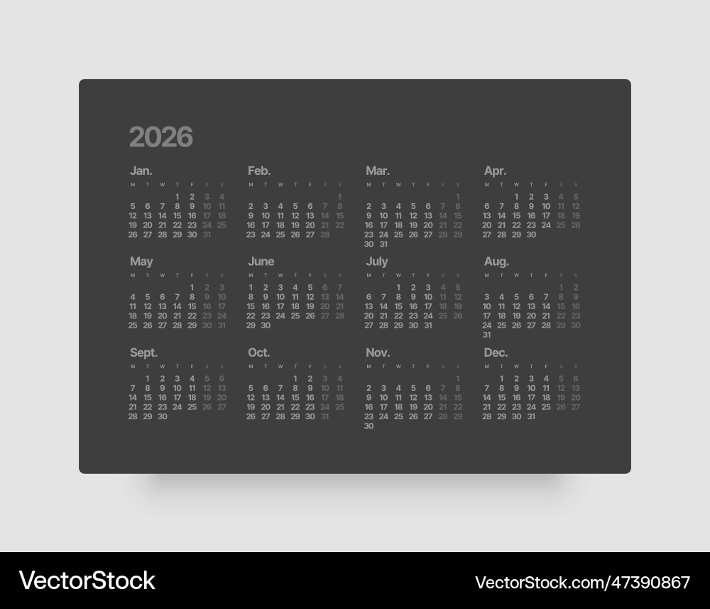 Annual calendar template in a minimalist style Vector Image