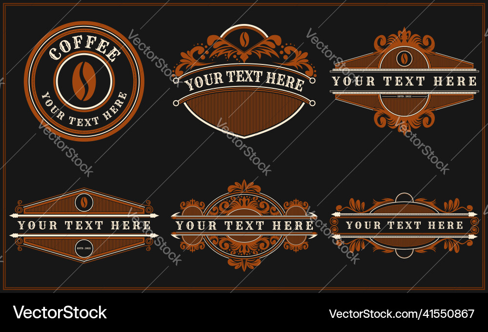Coffee frame badge vintage retro logo Royalty Free Vector