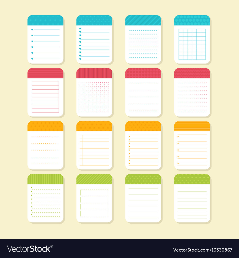 Collection various note papers template Royalty Free Vector