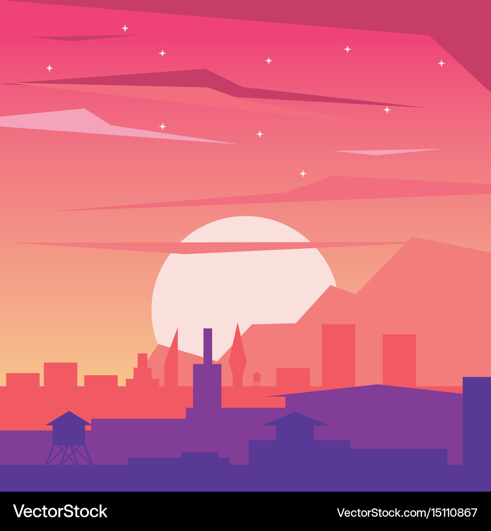 Colorful background dawn landscape city Royalty Free Vector