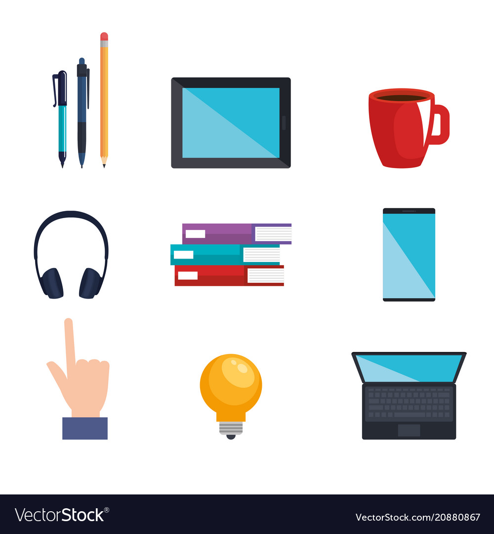 Electronic learning technology icons Royalty Free Vector