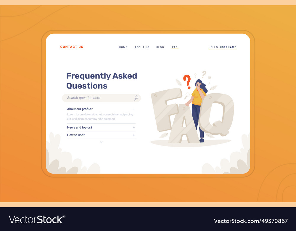 Faq website page template Royalty Free Vector Image Faq website page template Royalty Free Vector Image