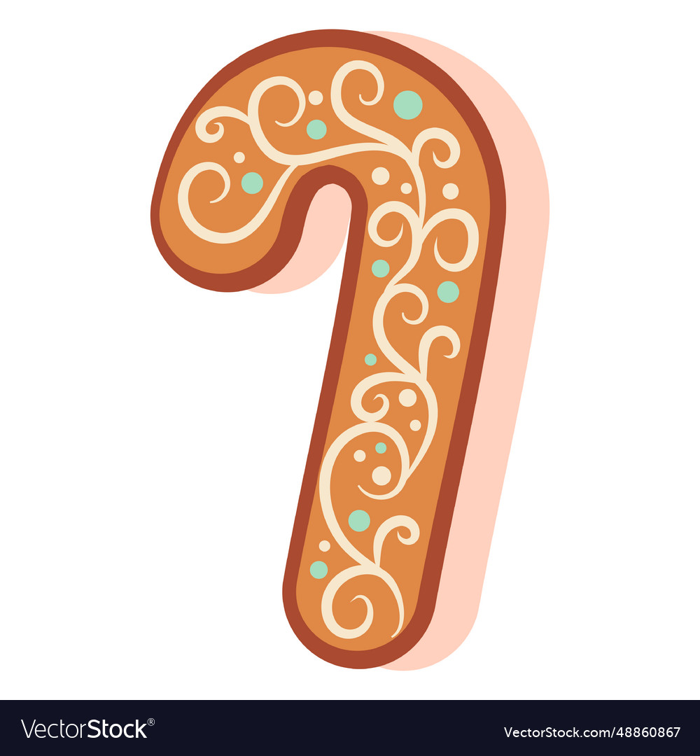 Gingerbread cookie candy cane Royalty Free Vector Image