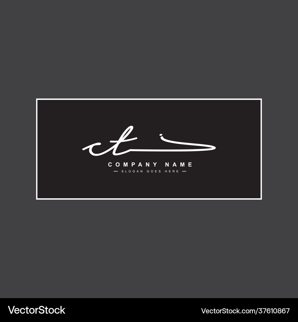 Initial letter ct logo - hand drawn signature logo
