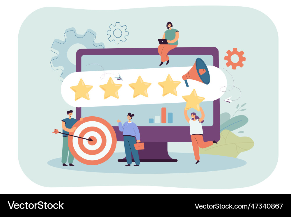 Managers analyzing company rating and brand Vector Image