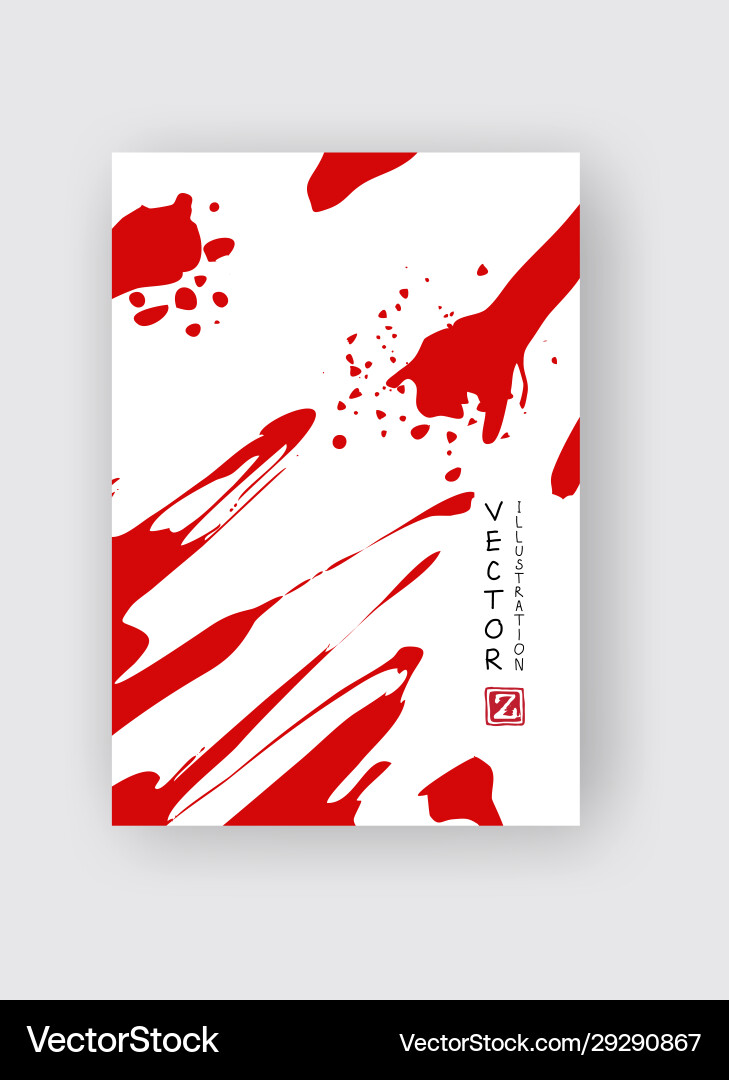 Red ink brush stroke on white background japanese Vector Image
