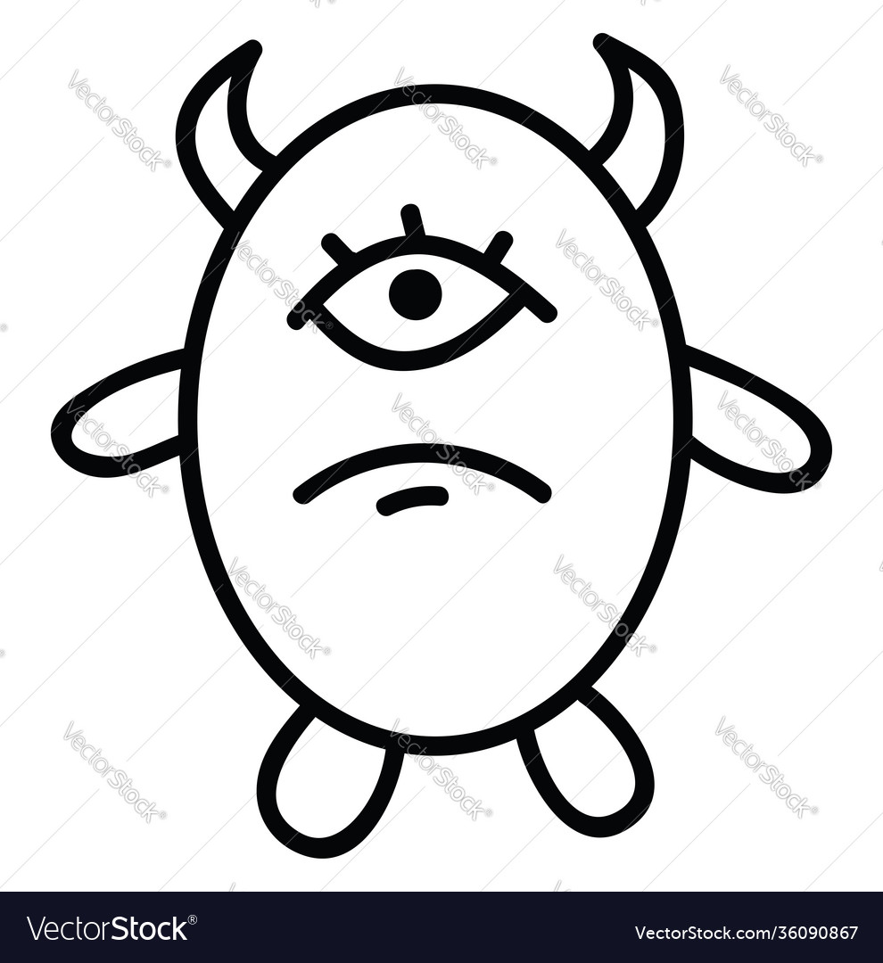 Sad little monster on white background Royalty Free Vector