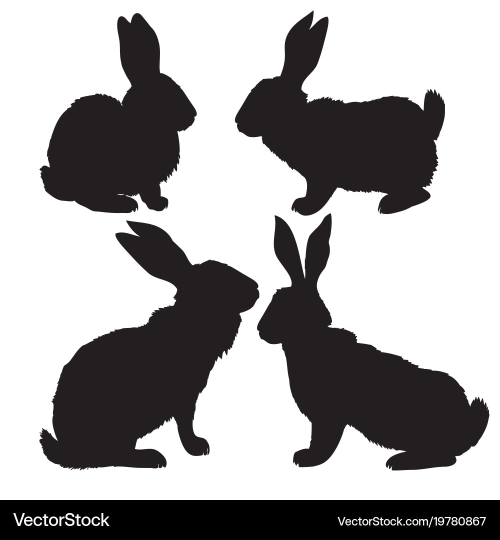 Silhouette of a sitting up rabbit Royalty Free Vector Image