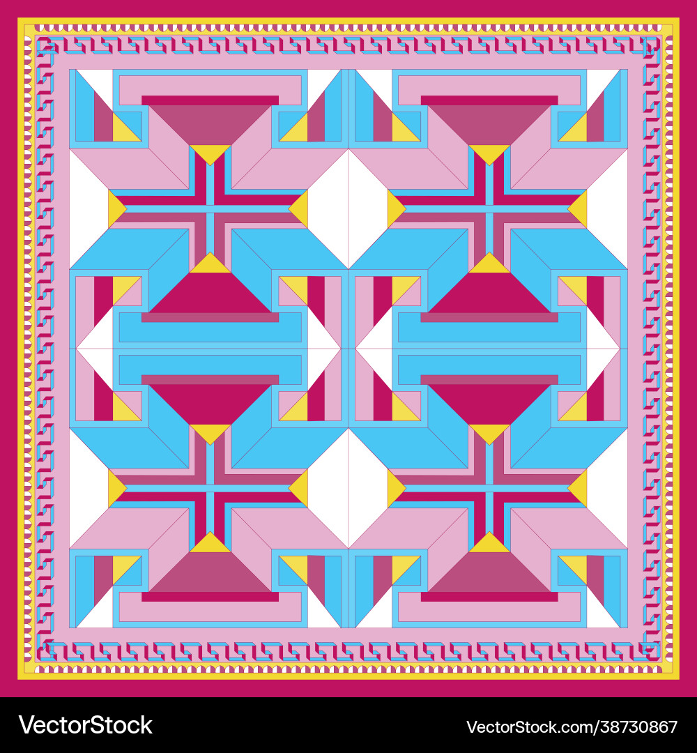 Silk scarf with a geometric pattern Royalty Free Vector