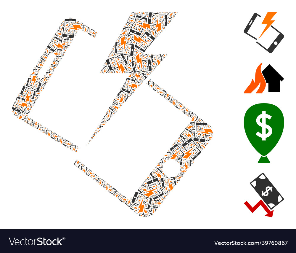 Smartphone crash icon recursive collage Royalty Free Vector Smartphone crash icon recursive collage Royalty Free Vector