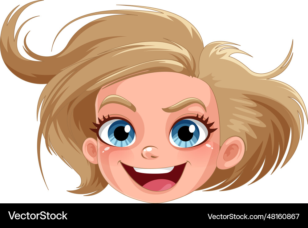 Smiley girl cartoon face Royalty Free Vector Image