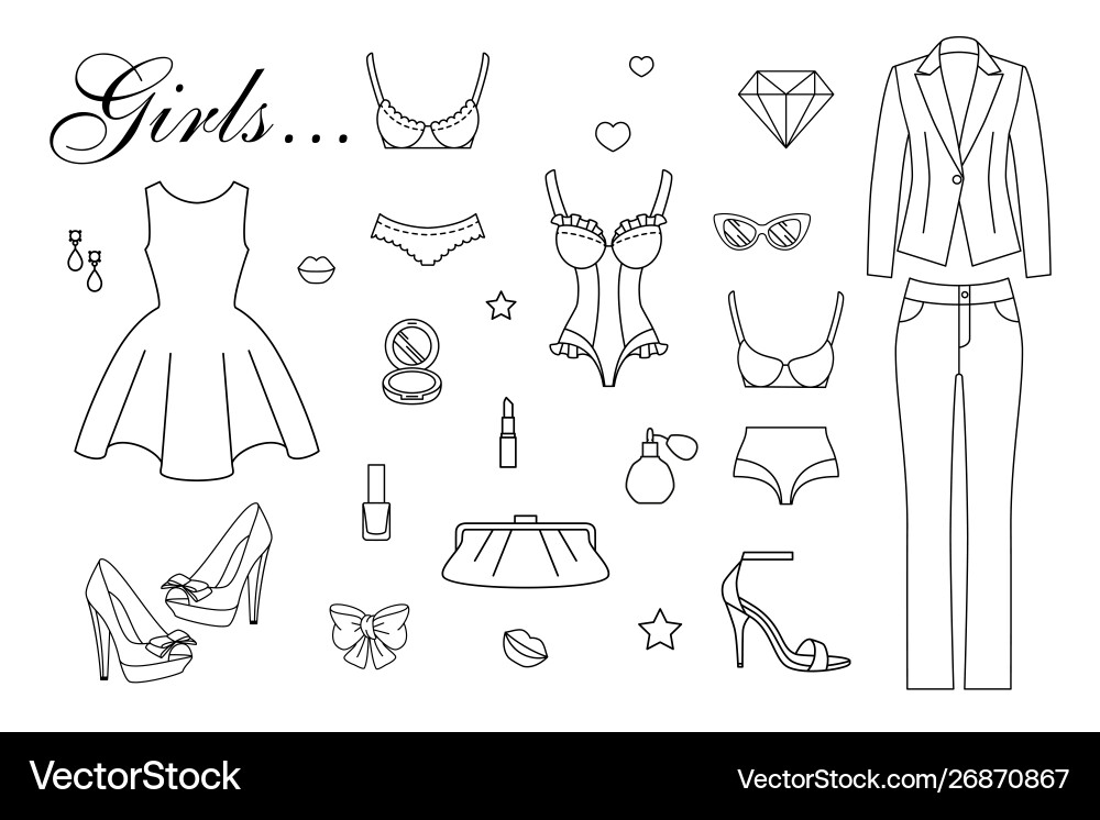 Woman clothing set Royalty Free Vector Image - VectorStock