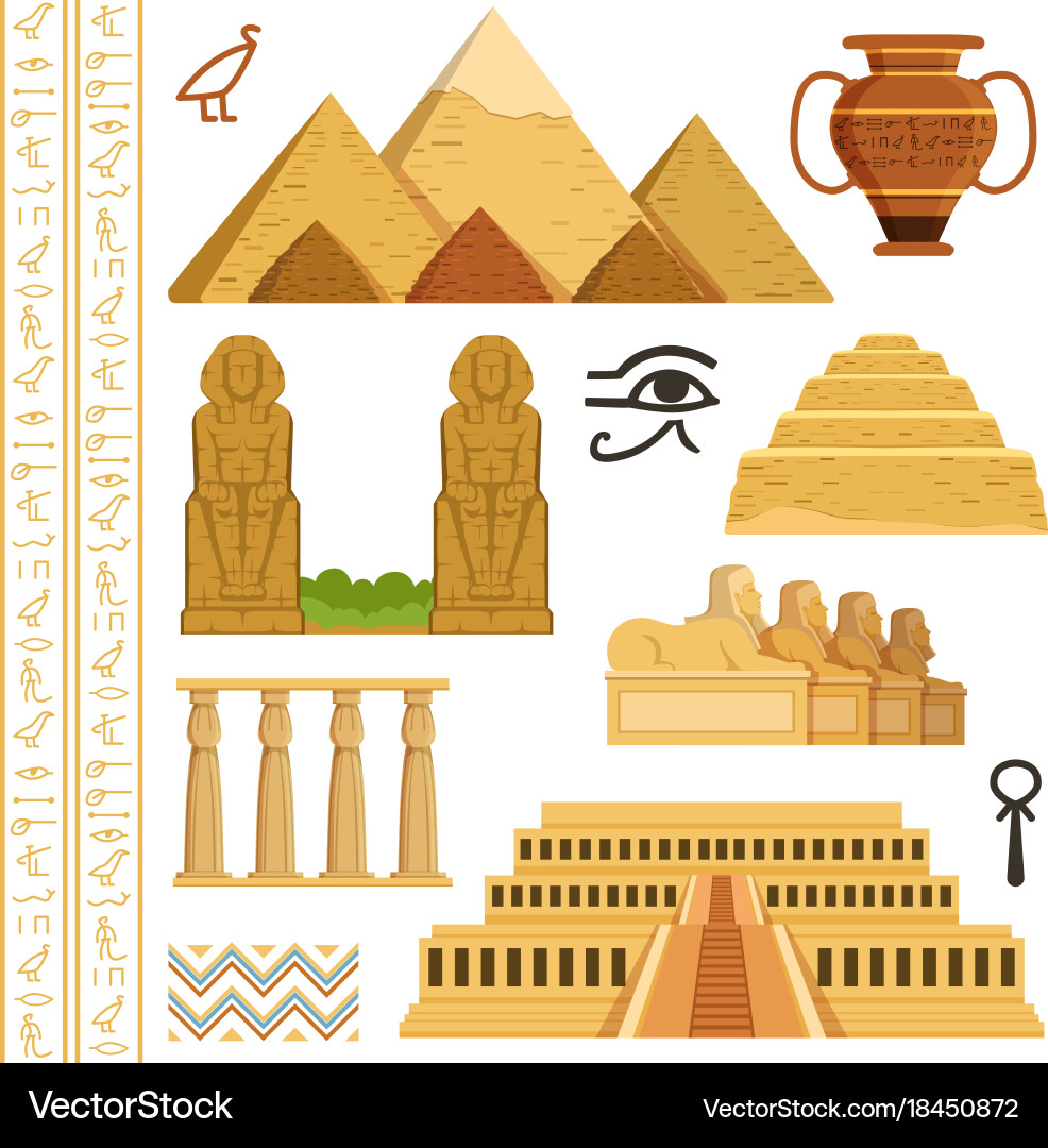 Architectural landmark of egypt different Vector Image