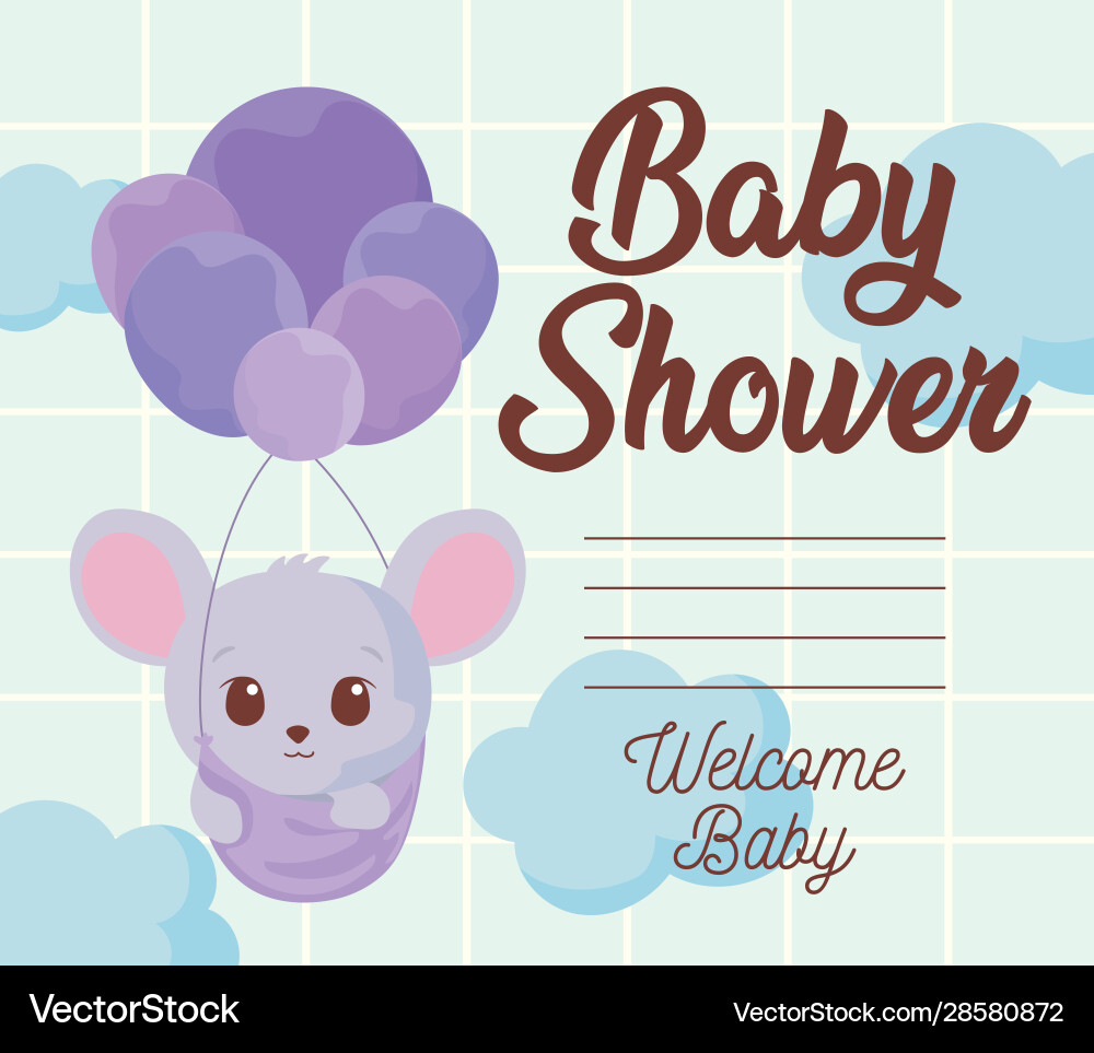 Baby shower invitation with mouse cartoon Vector Image