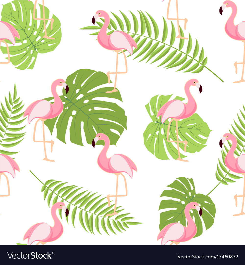 Cute retro seamless flamingo pattern background Vector Image