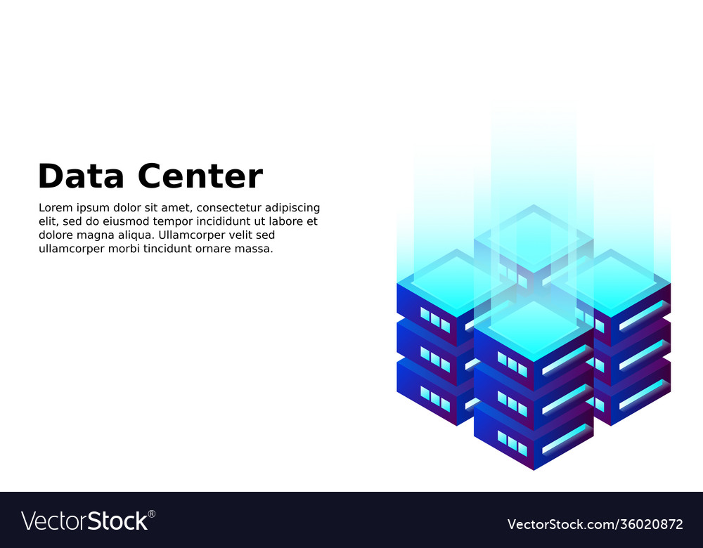 Datacenter isometric abstract 3d hosting server Vector Image