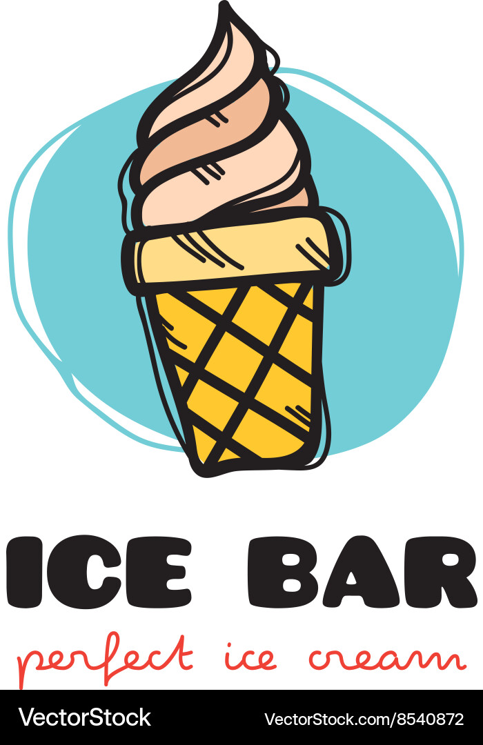 Funny doodle style ice cream logo sketchy Vector Image