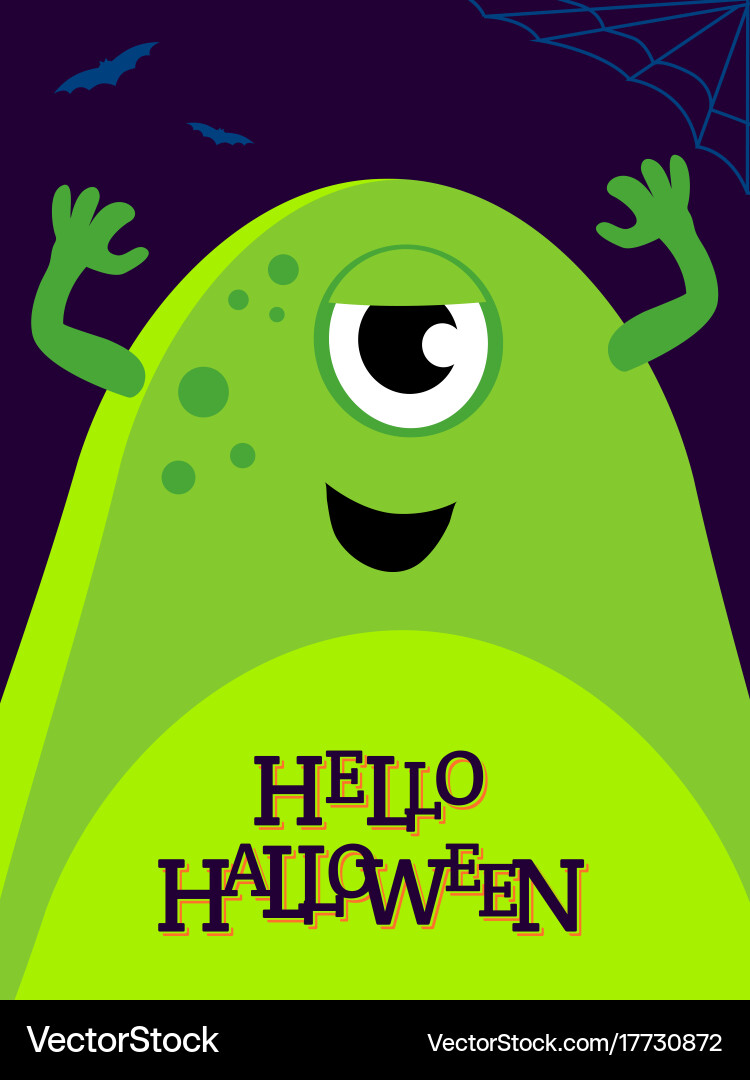 Halloween with funny monster Royalty Free Vector Image