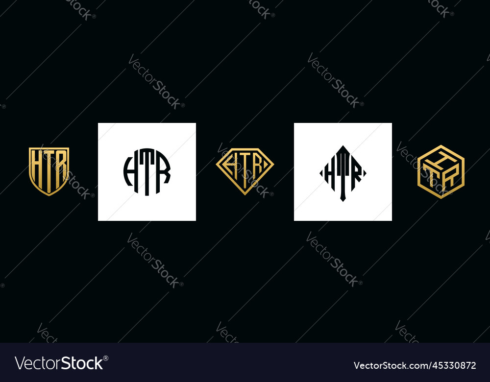 Initial letters htr logo designs bundle Royalty Free Vector