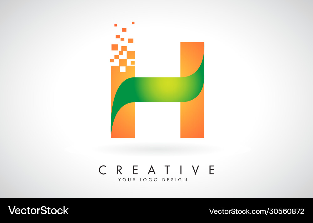 Letter h logo design in bright colors Royalty Free Vector