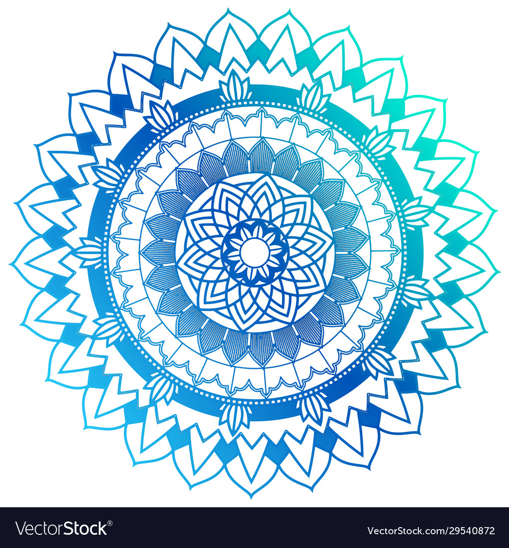 Mandala pattern design in blue Royalty Free Vector Image