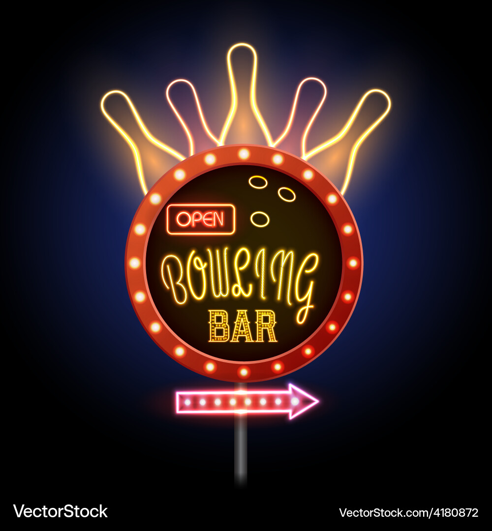 Neon sign Bowling club Royalty Free Vector Image