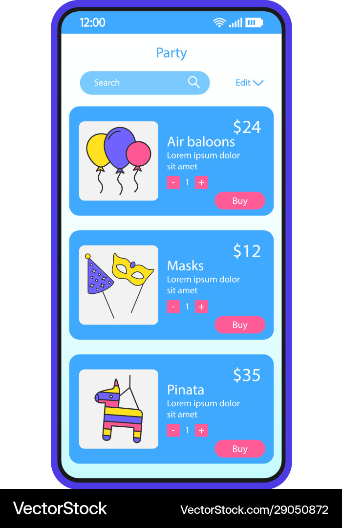 Party accessories smartphone interface template Vector Image