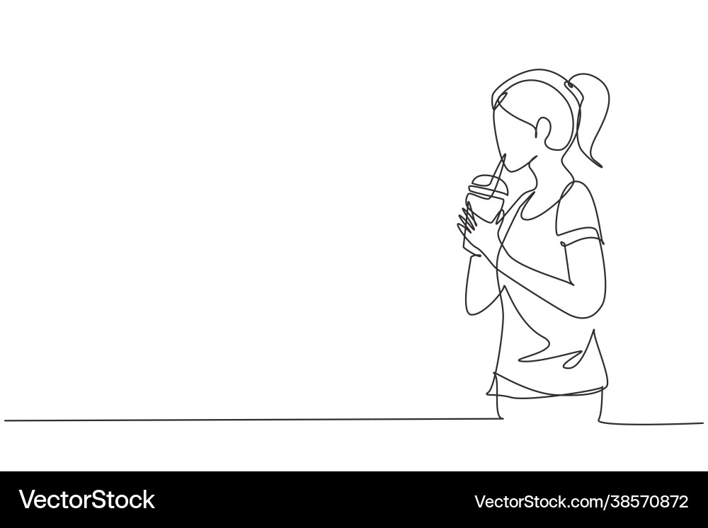 Single one line drawing side view young adult Vector Image