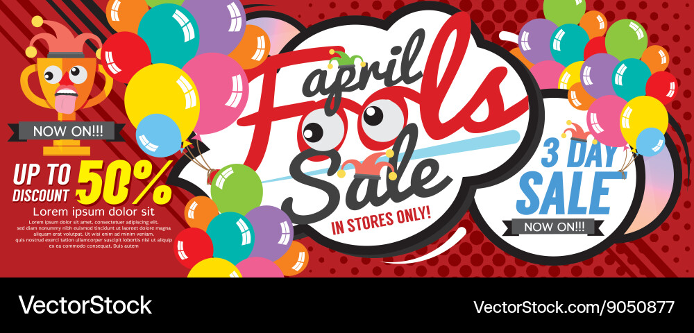 April fool sale pixel banner Royalty Free Vector Image