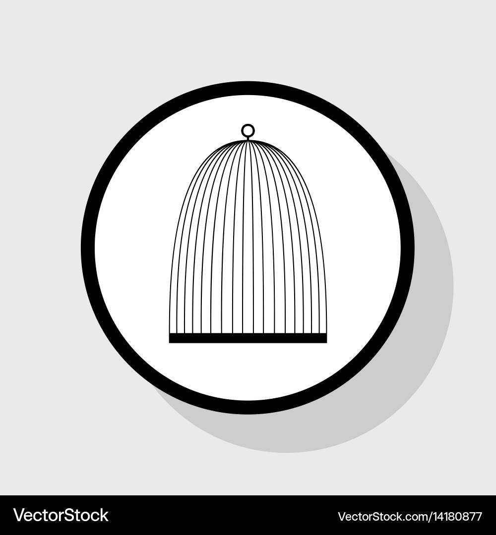Bird cage sign flat black icon in white Royalty Free Vector