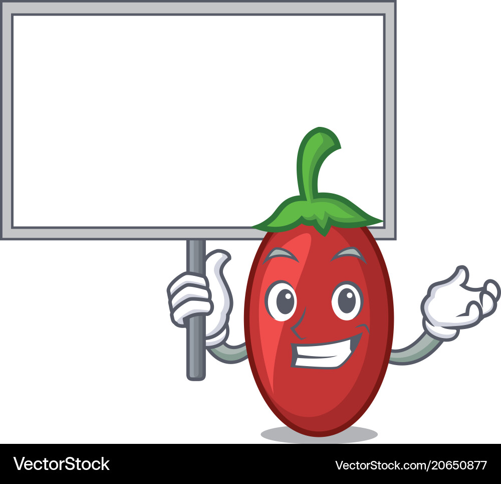 Bring board goji berries character cartoon Vector Image