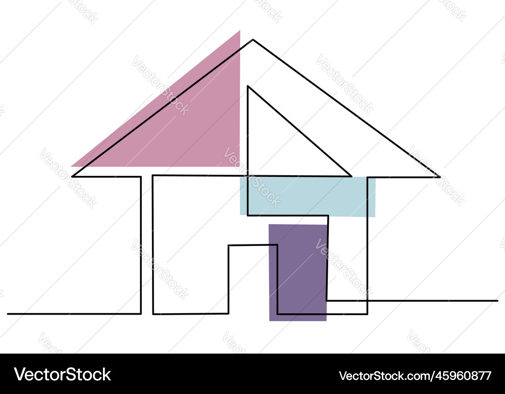 Continuous line drawing of house with chimneys Vector Image