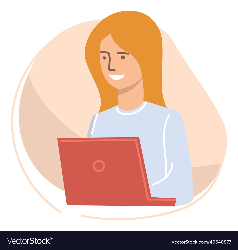 Female character working on laptop freelancer Vector Image