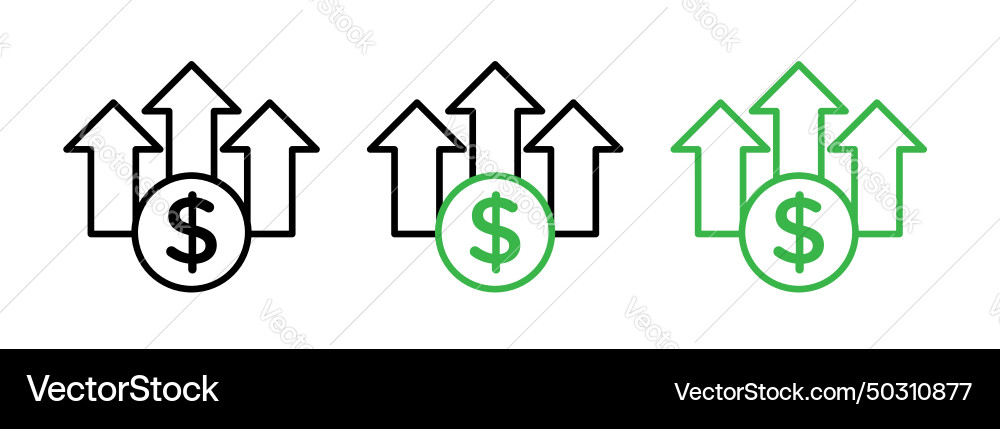 High revenue icon set margin growth pension Vector Image