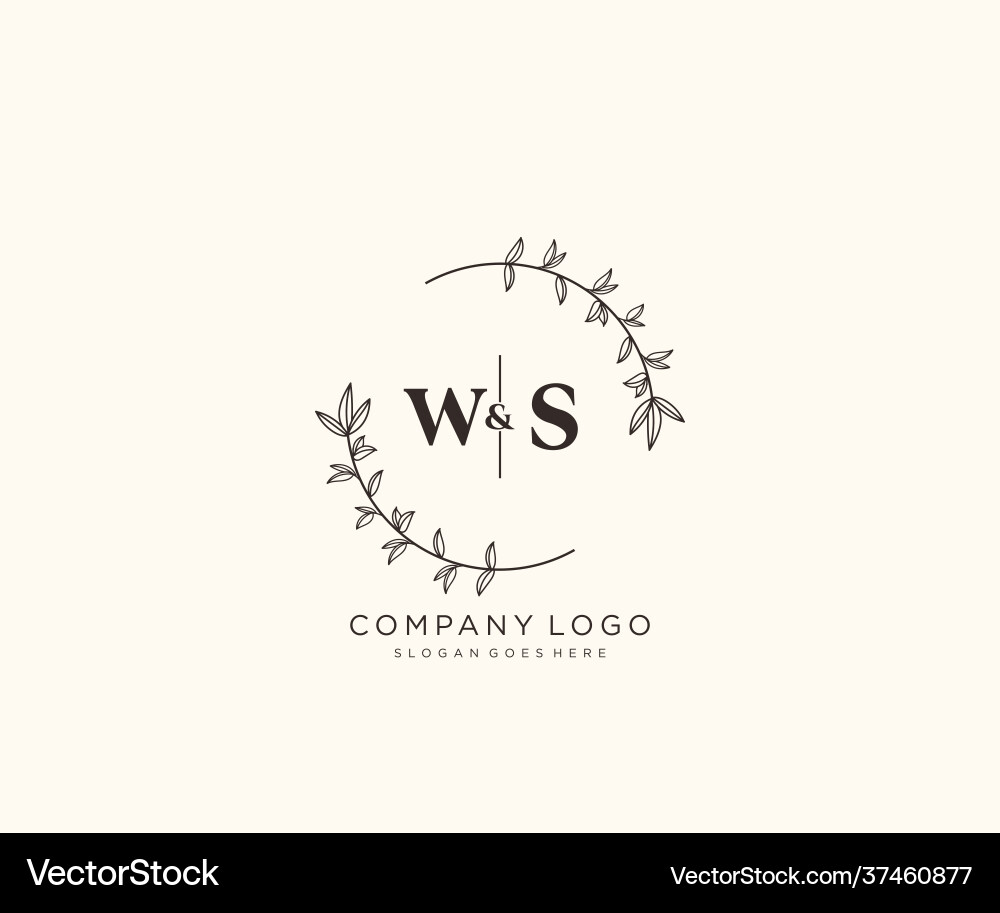 Initial ws letters beautiful floral feminine Vector Image