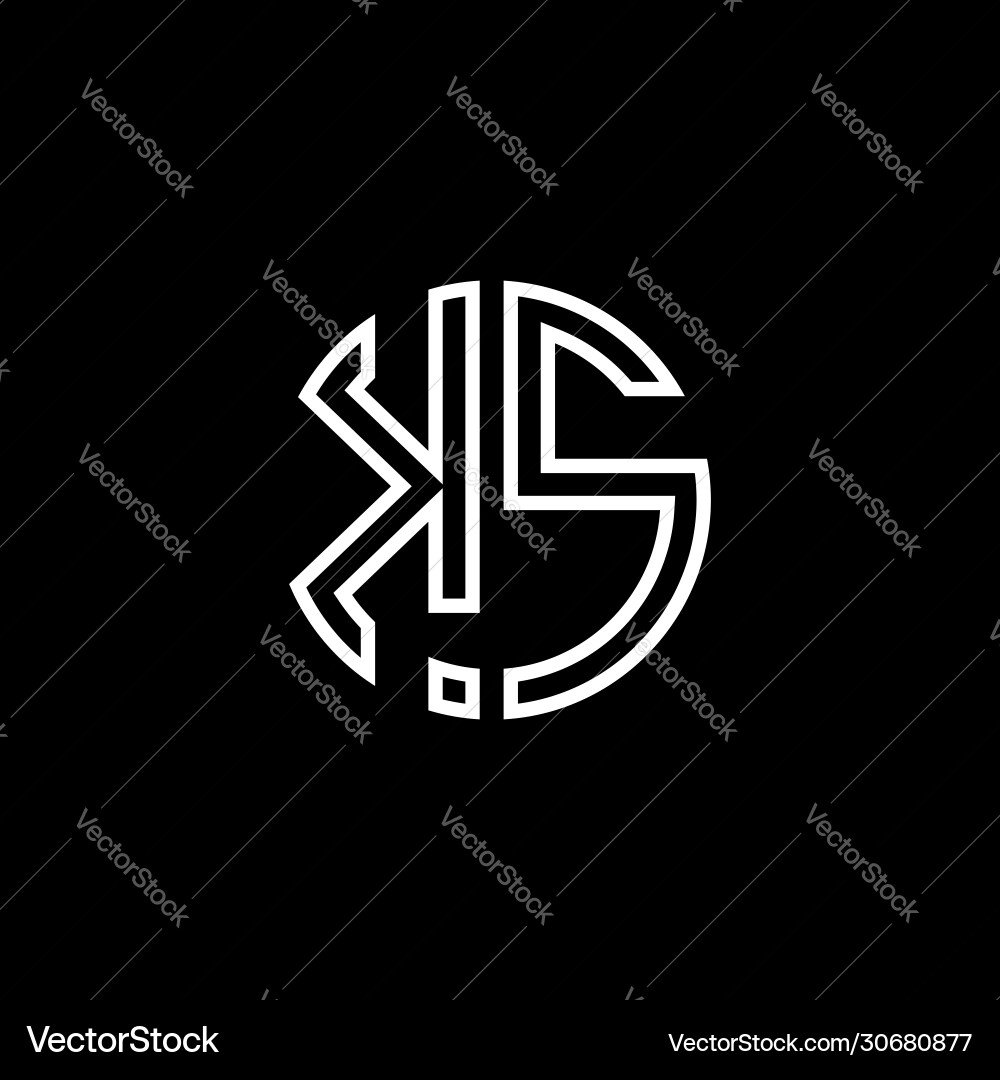 Ks monogram logo circle ribbon style outline Vector Image