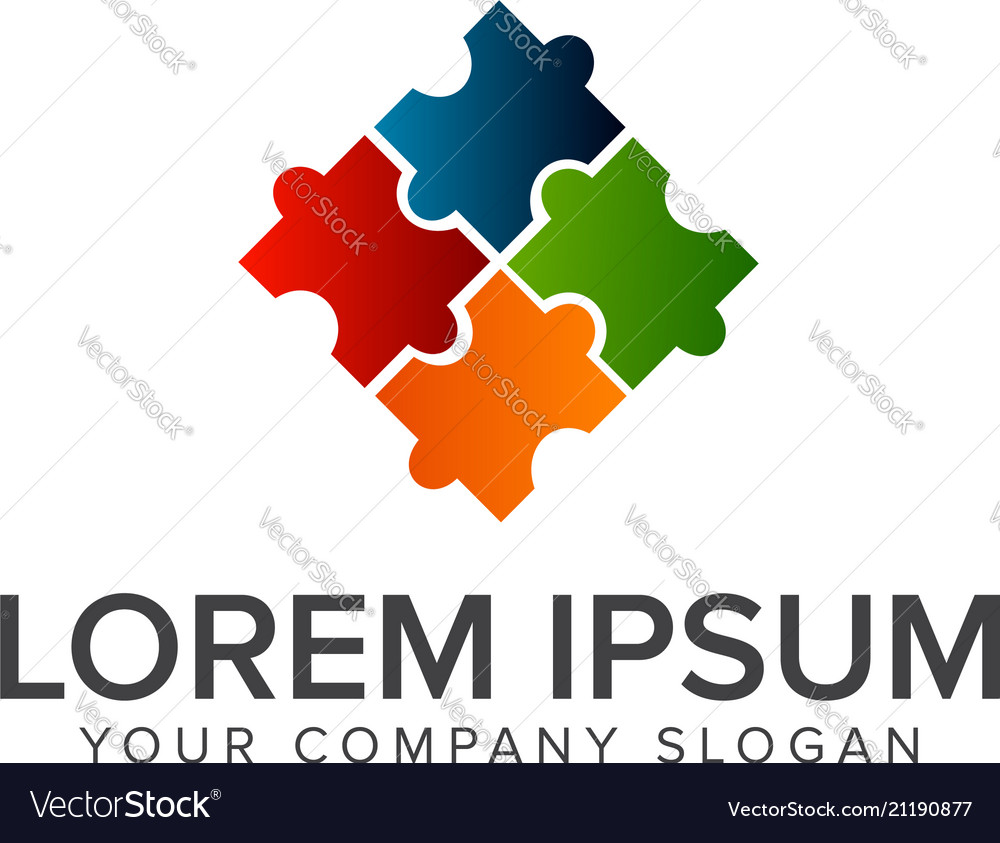 Puzzle Logo Design Concept Template Royalty Free Vector