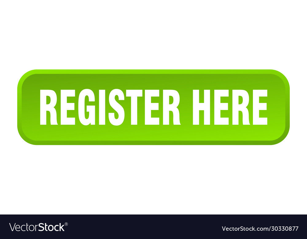 Register here button square 3d push Royalty Free Vector