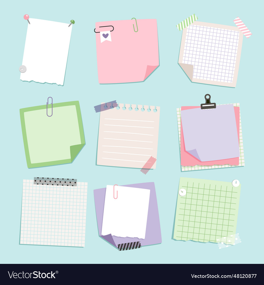 Sticky notes collection scrap from notepad Vector Image