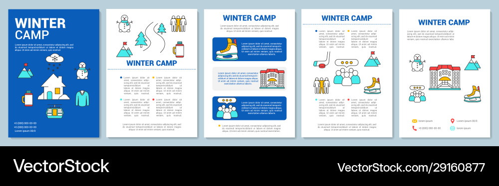 Winter snowy mountains resort brochure template Vector Image