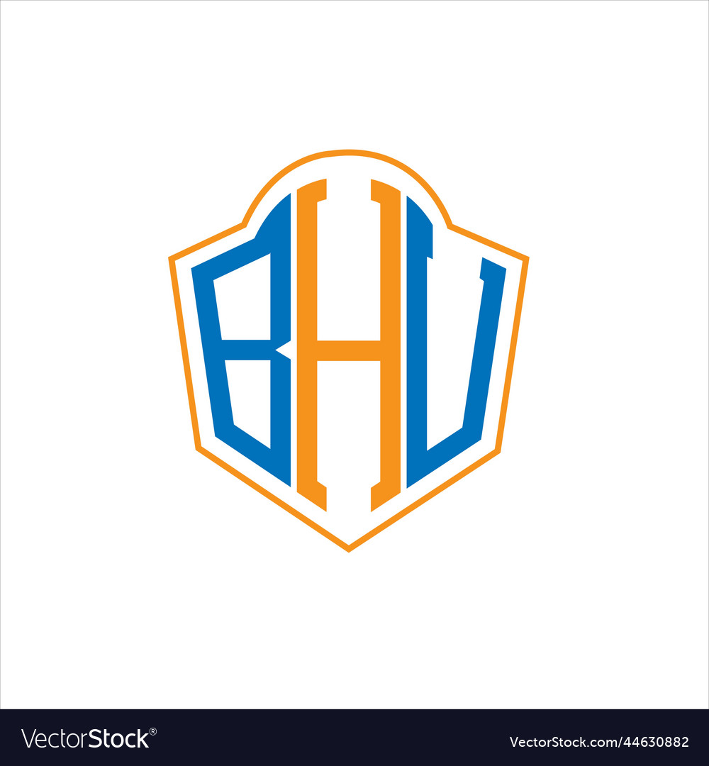 Bhu abstract monogram shield logo design on white Vector Image Bhu abstract monogram shield logo design on white Vector Image