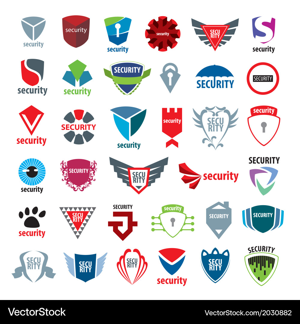 Biggest collection of logos protection Royalty Free Vector