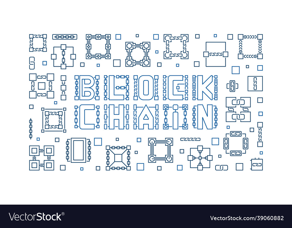 Block chain linear horizontal Royalty Free Vector Image
