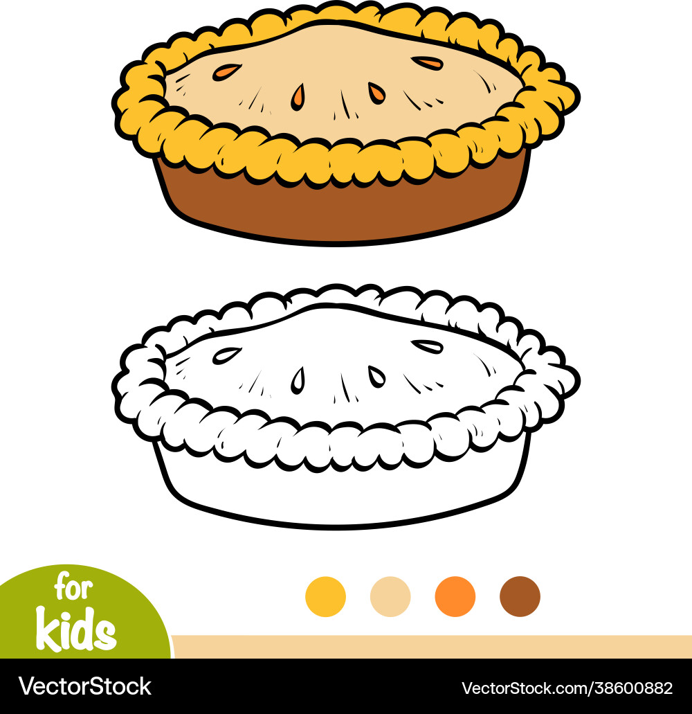 Coloring book for children cartoon pie Royalty Free Vector