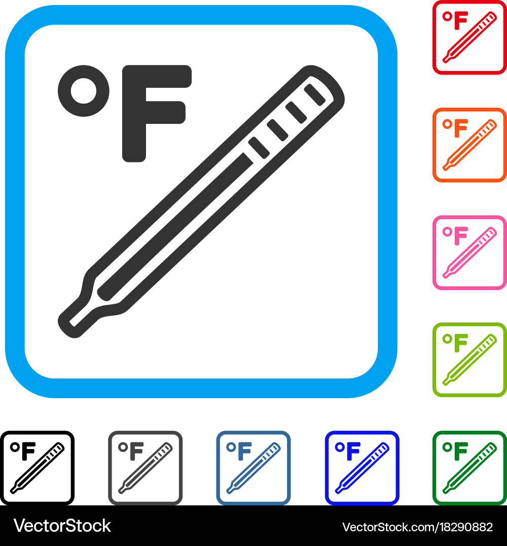 Fahrenheit medical thermometer framed icon Vector Image