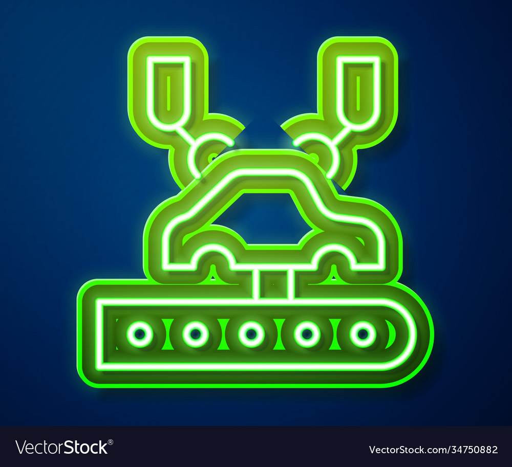 Glowing neon line industrial machine robotic robot Glowing neon line industrial machine robotic robot