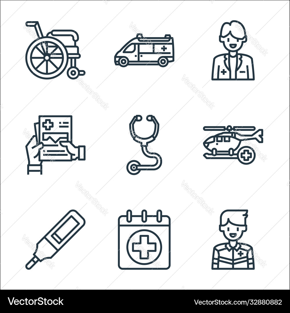 Hospital line icons linear set quality line set Vector Image