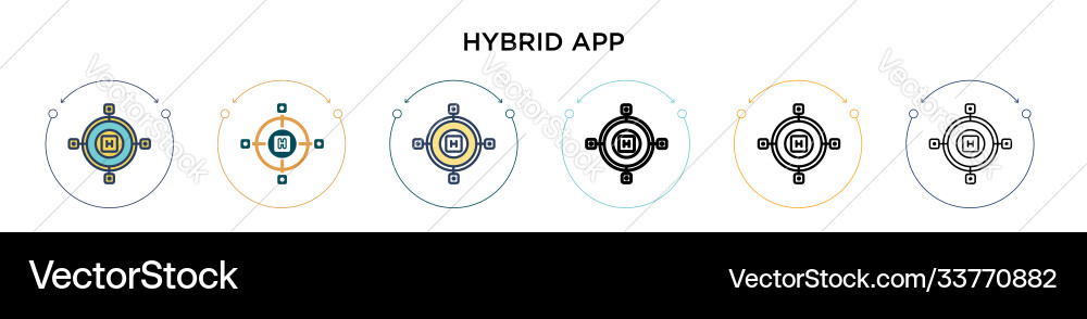 Hybrid app icon in filled thin line outline Vector Image