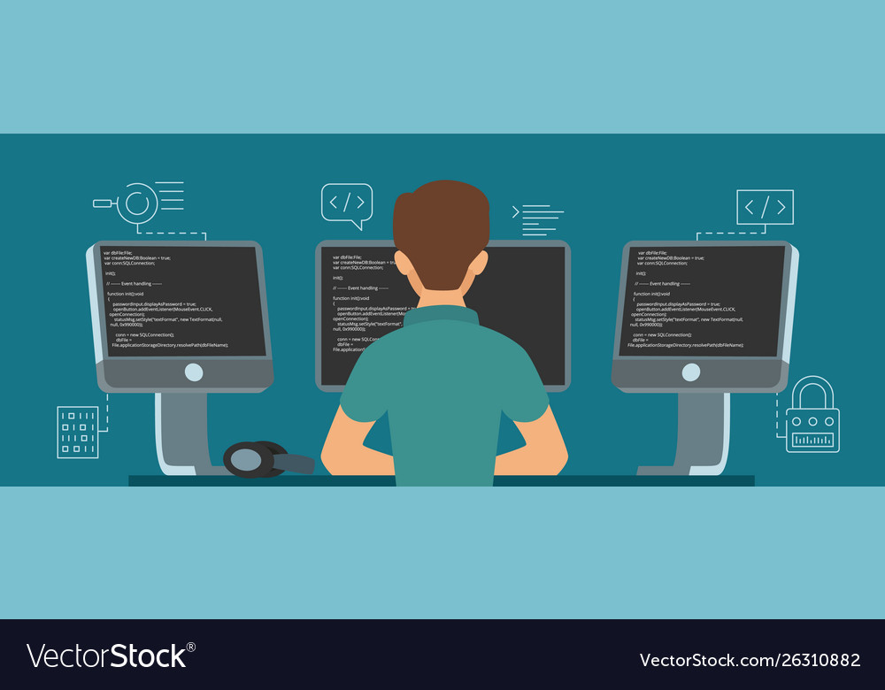 Software developer character programmer Royalty Free Vector