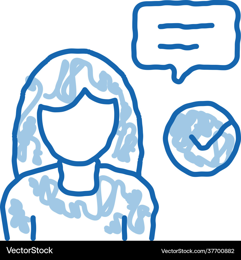 Woman approved doodle icon hand drawn Royalty Free Vector